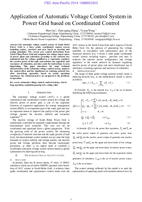 Pdf Application Of Automatic Voltage Control System In Power Grid Based On Coordinated Control