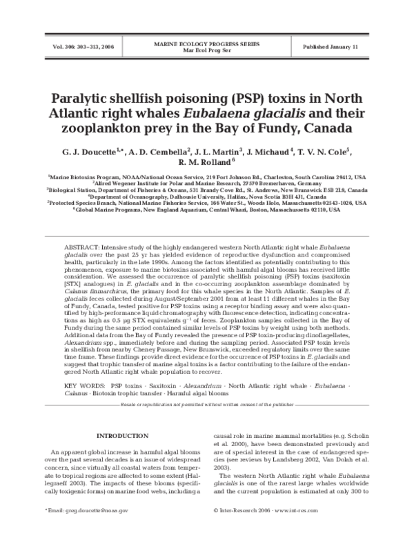 (PDF) Paralytic shellfish poisoning (PSP) toxins in North Atlantic ...
