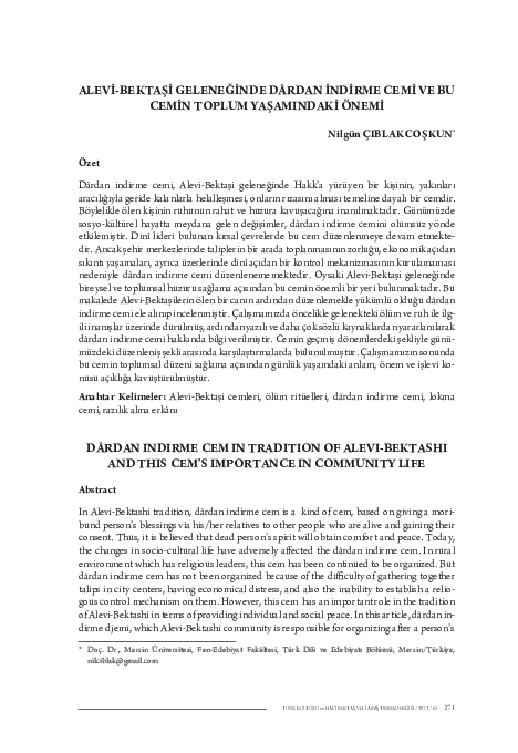 (PDF) Alevi-Bektaşi Geleneğinde Dârdan İndirme Cemi ve Bu Cemin Toplum ...