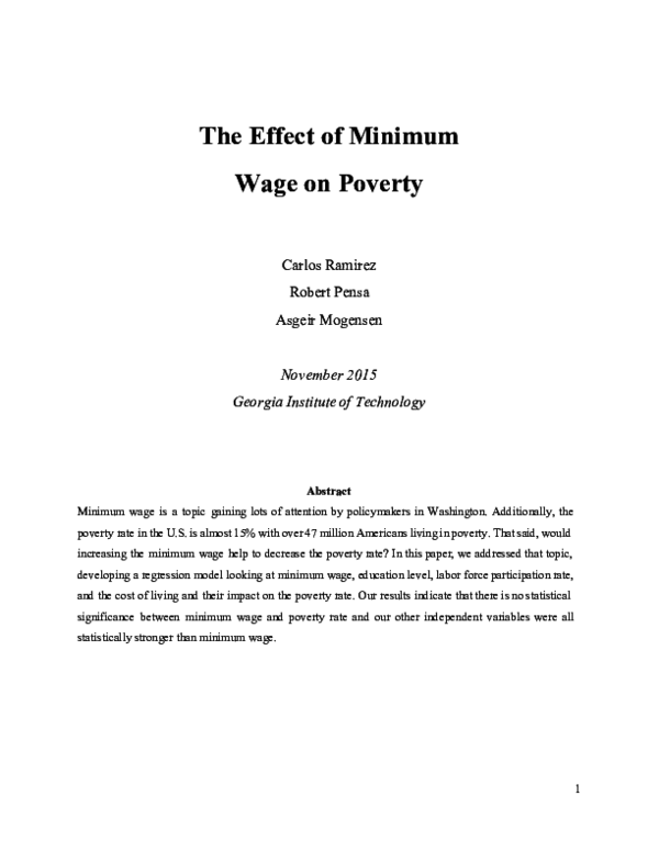 (PDF) The Effect of Minimum Wage on Poverty