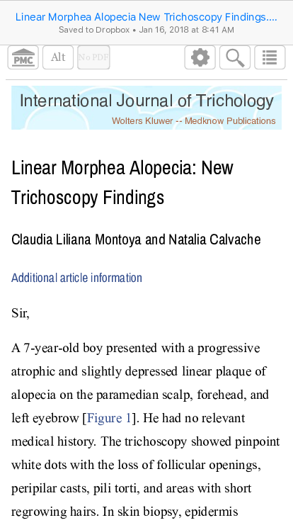 (PDF) Linear Morphea Alopecia: New Trichoscopy Findings