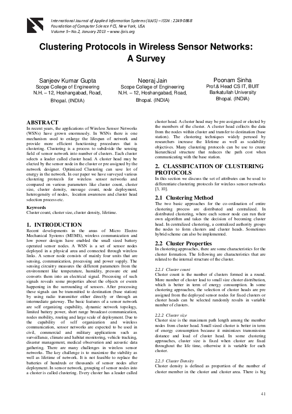 Pdf Clustering Protocols In Wireless Sensor Networks A Survey