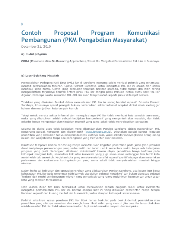 (DOC) Contoh Proposal Program Komunikasi Pembangunan (PKM Pengabdian Masyarakat