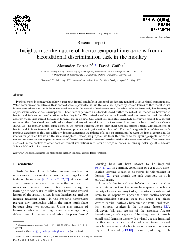 (PDF) Insights into the nature of fronto-temporal interactions from a biconditional ...