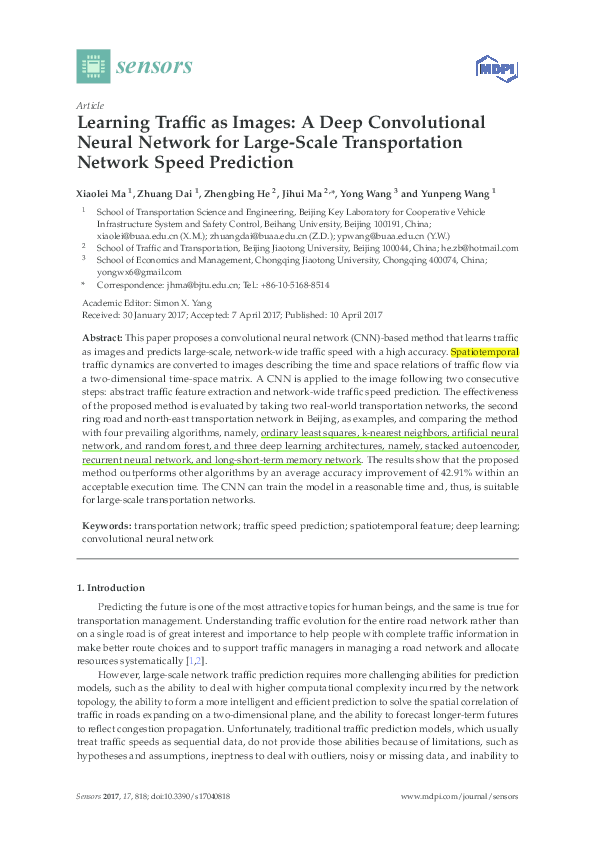 Pdf Learning Traffic As Images A Deep Convolutional Neural Network