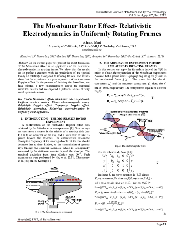 (PDF) The Mossbauer Rotor Effect-Relativistic Electrodynamics in ...