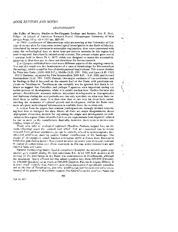 (PDF) rev. of Wolf, The Valley of Mexico