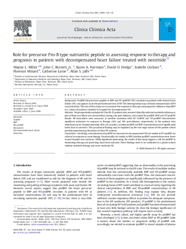 (PDF) Intravenous Nesiritide, a Natriuretic Peptide, in the Treatment ...