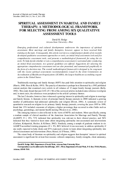 (PDF) Spiritual assessment in marital and family therapy: a ...