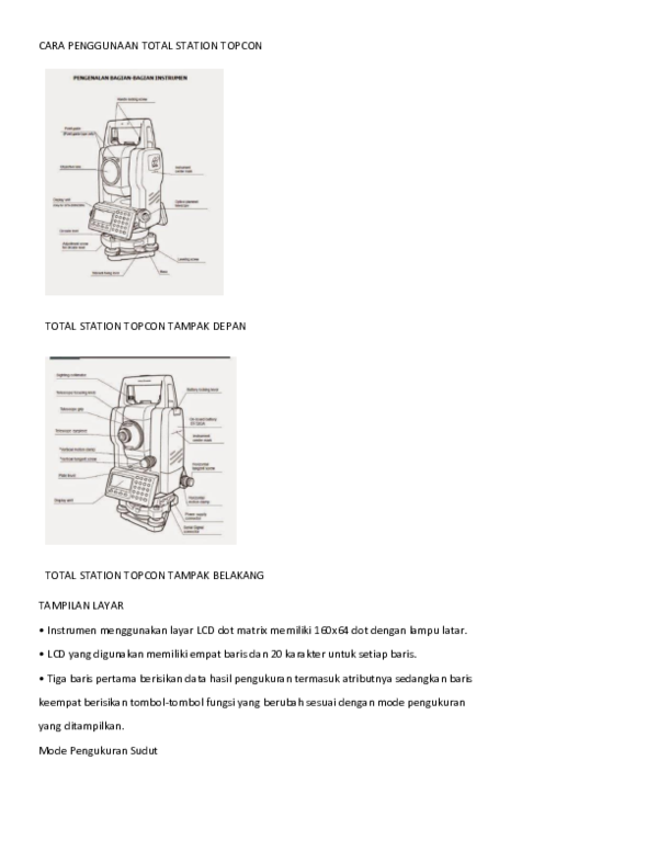 (PDF) CARA PENGGUNAAN TOTAL STATION TOPCON