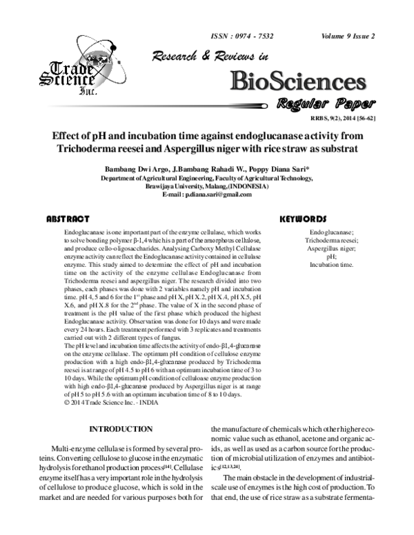 (PDF) Effect of pH and incubation time against endoglucanase activity from Trichoderma reesei ...