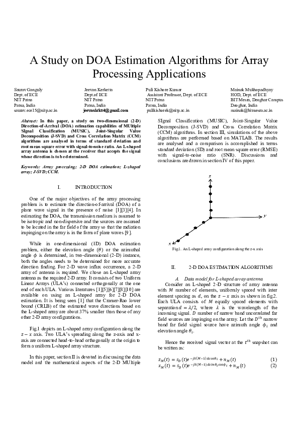 (PDF) A Study on DOA Estimation Algorithms for Array Processing ... (PDF) A Study on DOA Estimation Algorithms for Array Processing ...