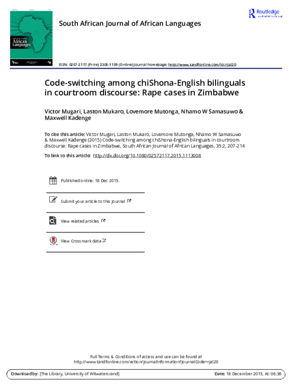 (PDF) South African Journal of African Languages Code-switching among ...