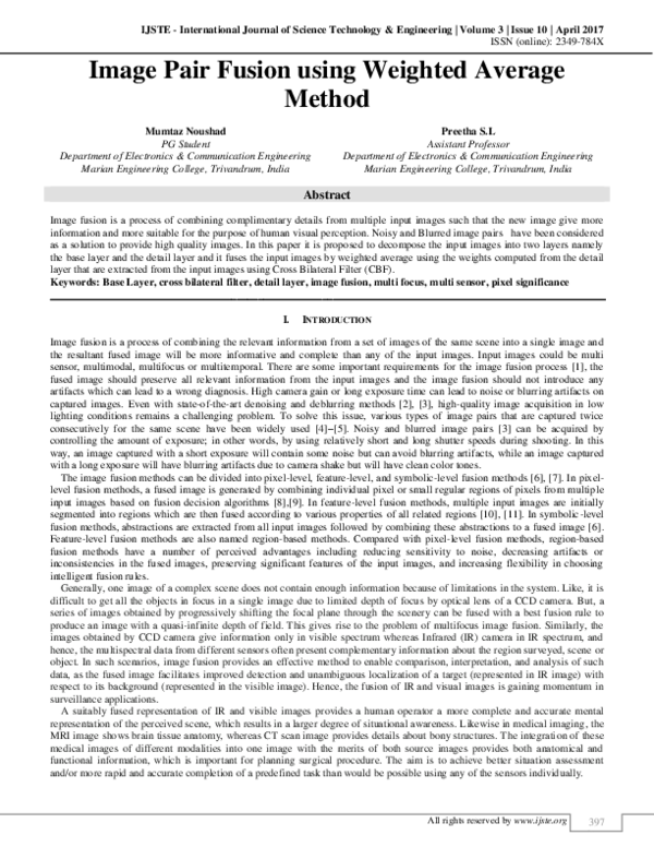 Pdf Image Pair Fusion Using Weighted Average Method 