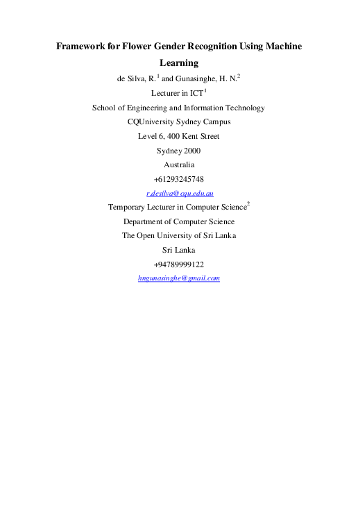 (PDF) Framework for Flower Gender Recognition Using Machine Learning