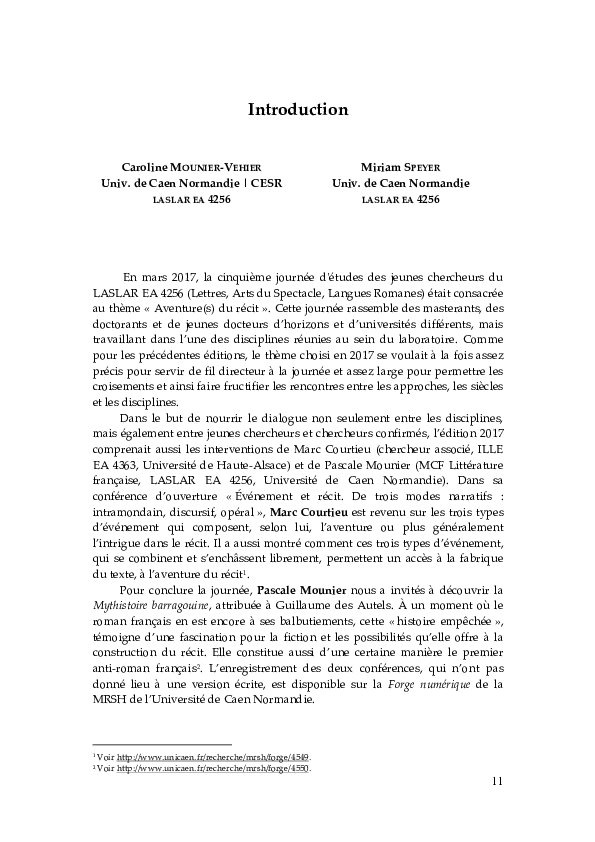 (PDF) Introduction à l'ouvrage collectif Aventure(s) du récit