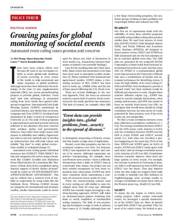 (PDF) Growing pains for global monitoring of societal events