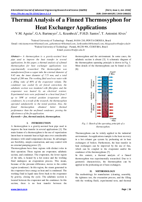 (PDF) Thermal Analysis of a Finned Thermosyphon for Heat Exchanger Applications