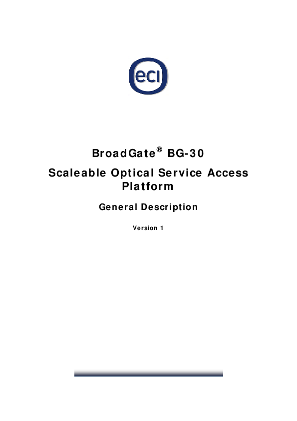 (PDF) BroadGate ® BG-30 Scaleable Optical Service Access Platform ...