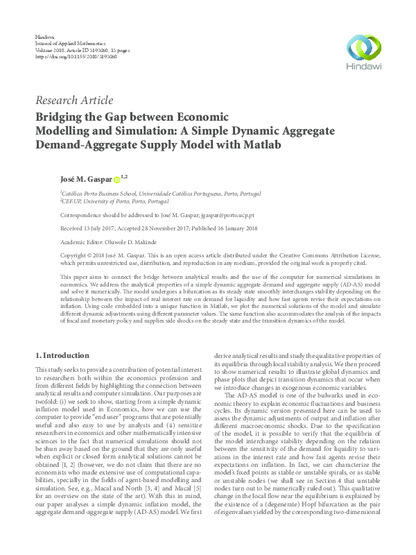 (PDF) Bridging the Gap between Economic Modelling and Simulation: A ...
