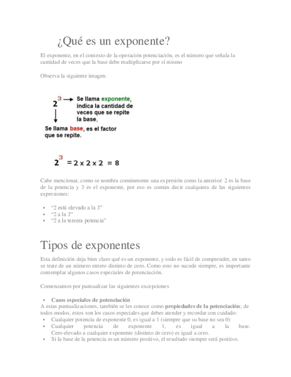 (DOC) Qué es un exponente