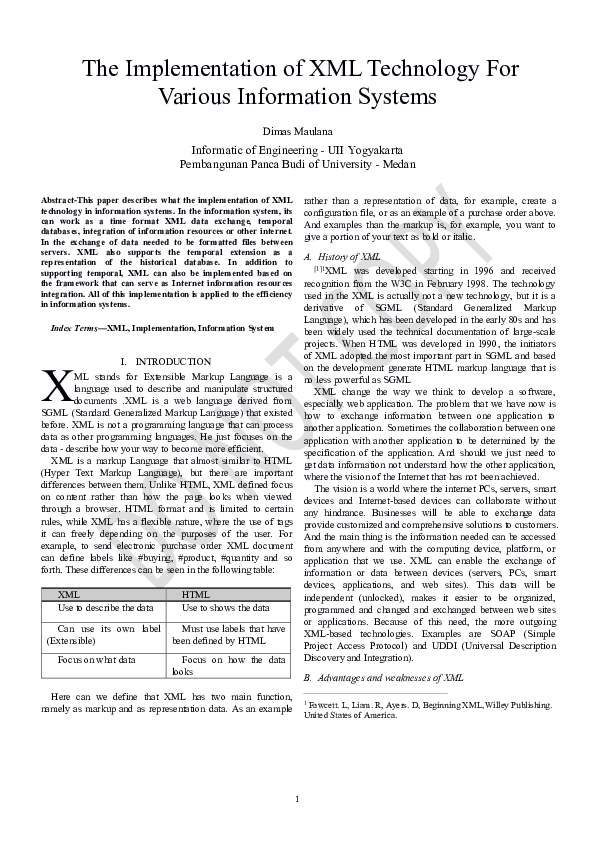 (PDF) The Implementation of XML Technology For Various Information ...