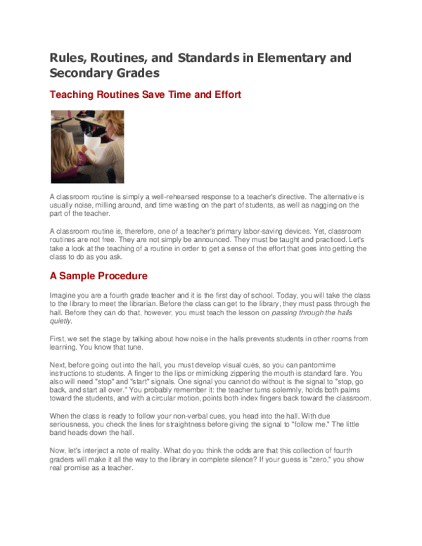 (DOC) Rules, Routines, and Standards in Elementary and Secondary Grades ...