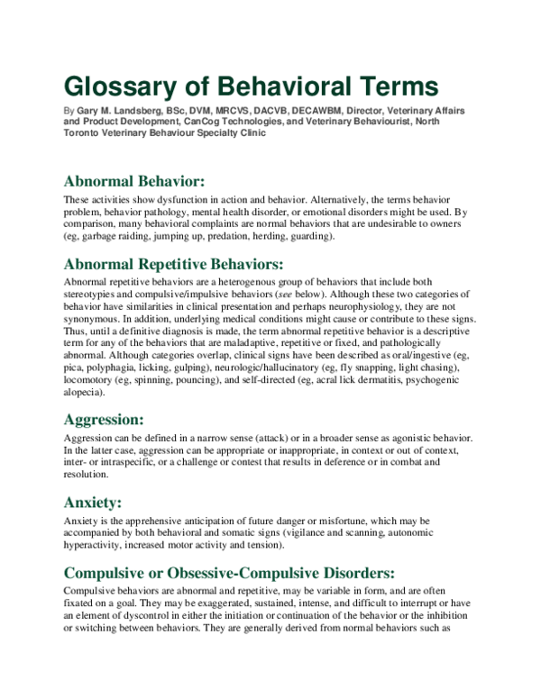 (DOC) Glossary of Behavioral Terms