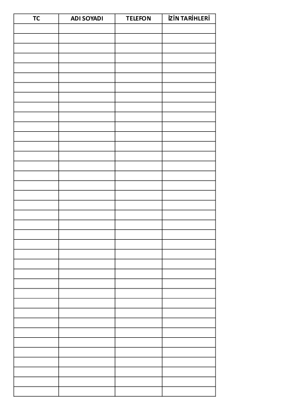(XLS) İZİN FORMU