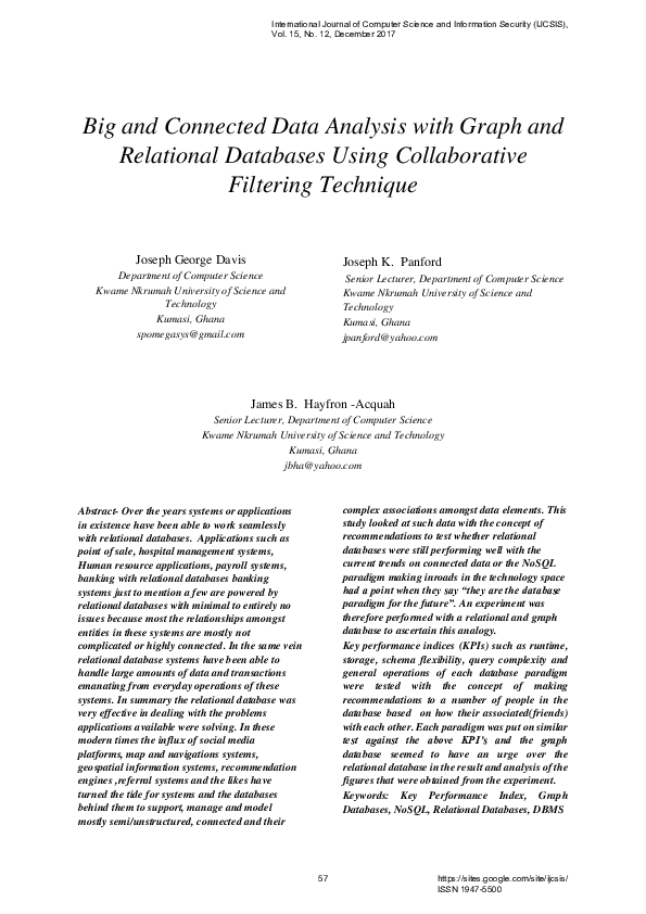 (PDF) Big and Connected Data Analysis with Graph and Relational ...