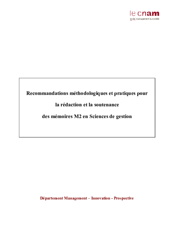 (PDF) Recommandations méthodologiques et pratiques pour la rédaction et ...