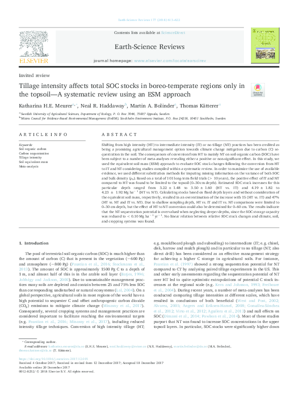 (PDF) Tillage intensity affects total SOC stocks in boreo-temperate ...