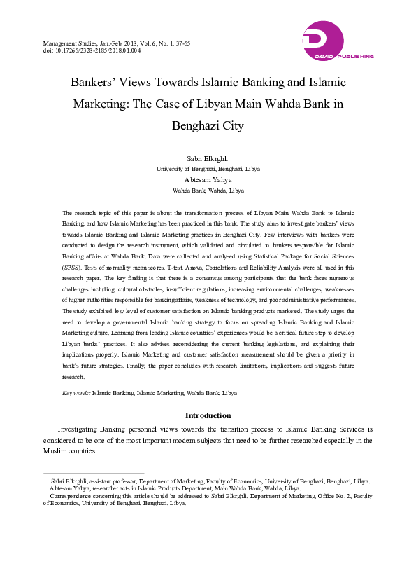 (PDF) Bankers' Views Towards Islamic Banking and Islamic Marketing: The ...