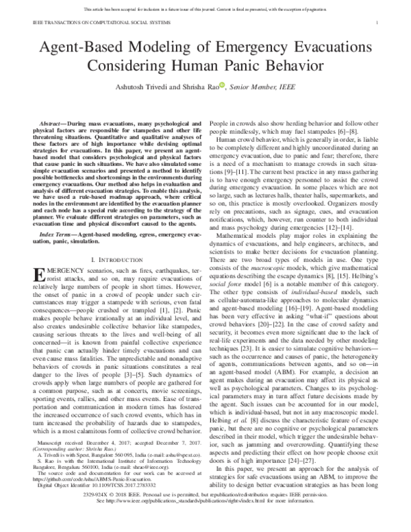 (PDF) Agent-Based Modeling of Emergency Evacuations Considering Human Panic Behavior