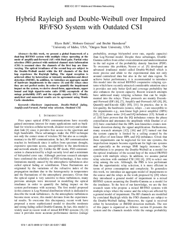 (PDF) Hybrid Rayleigh and Double-Weibull over Impaired RF/FSO System ...