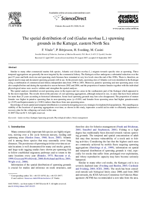 (PDF) The spatial distribution of cod (Gadus morhua L.) spawning ...