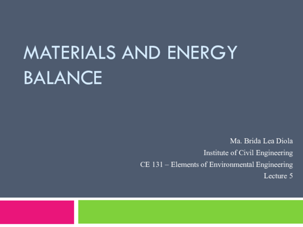 (PDF) MATERIALS AND ENERGY BALANCE
