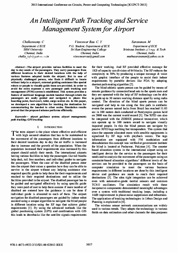 (PDF) An Intelligent Path Tracking and Service Management System for ...