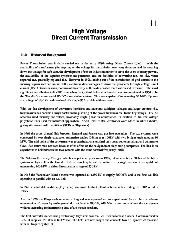 (PDF) High Voltage Direct Current Transmission