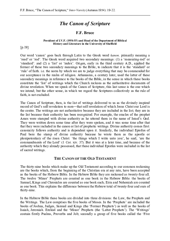 (PDF) The canon of scripture