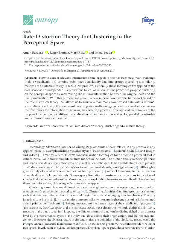 (PDF) Rate-Distortion Theory for Clustering in the Perceptual Space