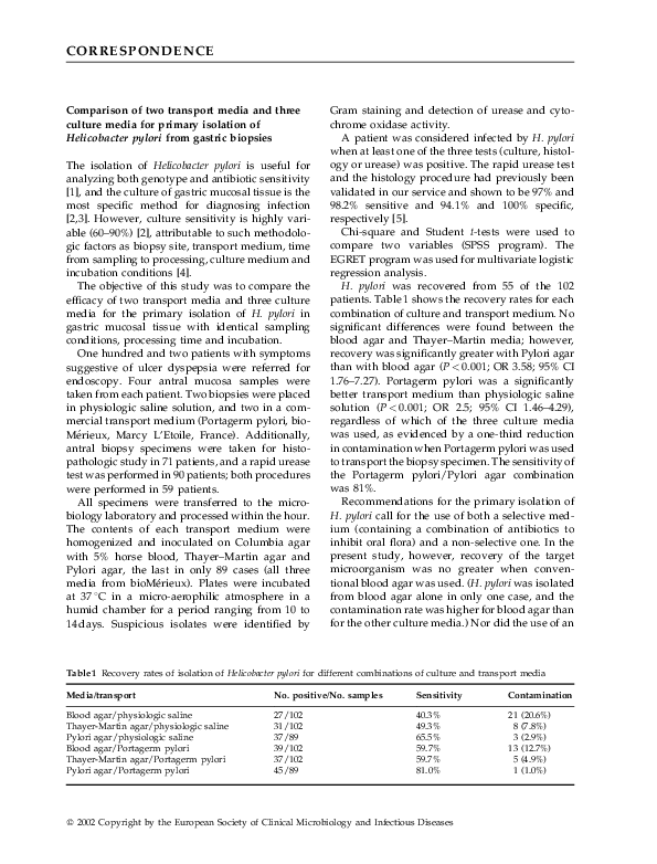 (PDF) Comparison of two transport media and three culture media for ...