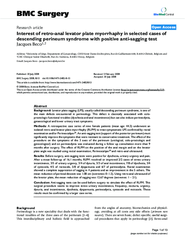 (PDF) Interest of retro-anal levator plate myorrhaphy in selected cases ...