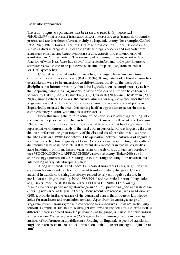 (PDF) ‘Linguistic Approaches’