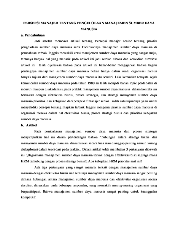 (DOC) PERSEPSI MANAJER TENTANG PENGELOLAAN MANAJEMEN SUMBER DAYA MANUSIA