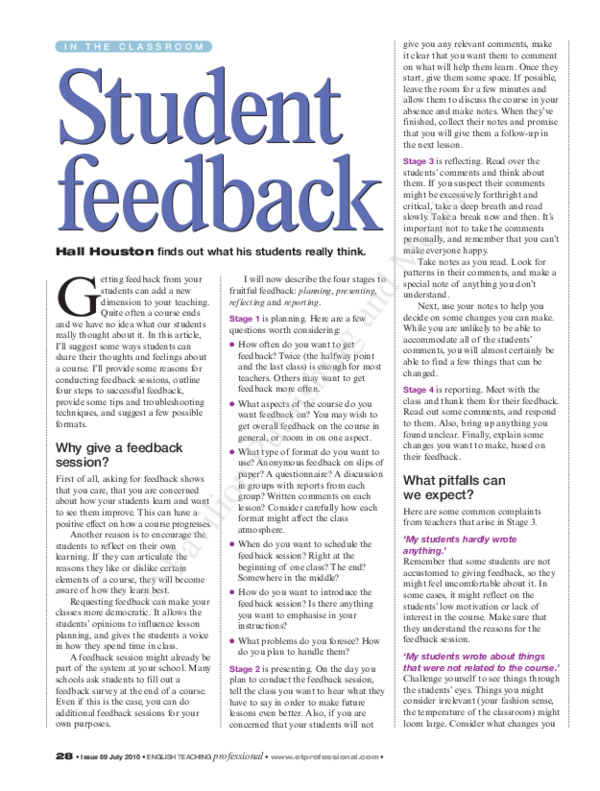 (PDF) Student Feedback