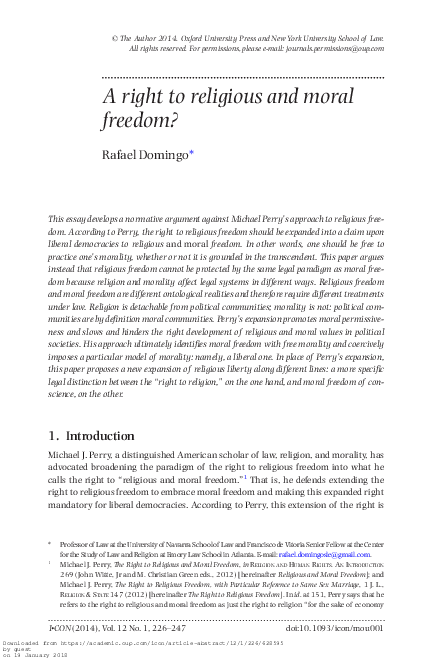 (PDF) A Right to Religious and Moral Freedom?