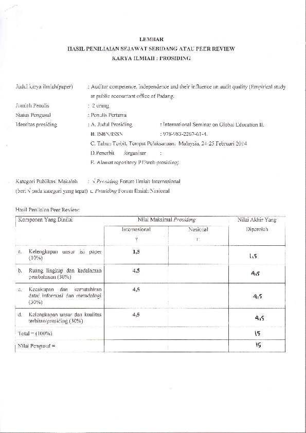 (PDF) Auditor Competence, Independence And Their Influence On Audit ...