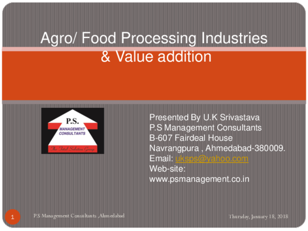 (PPT) Agro food Processing Industries value addition