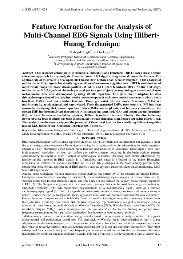 (PDF) Feature Extraction for the Analysis of Multi-Channel EEG Signals Using Hilbert- Huang ...